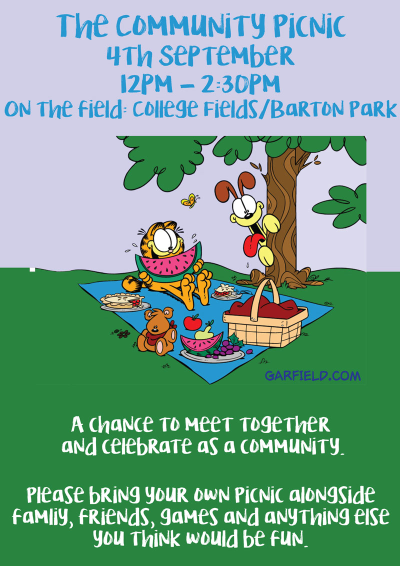 Community Picnic on the field between College Fields and Barton Park ...