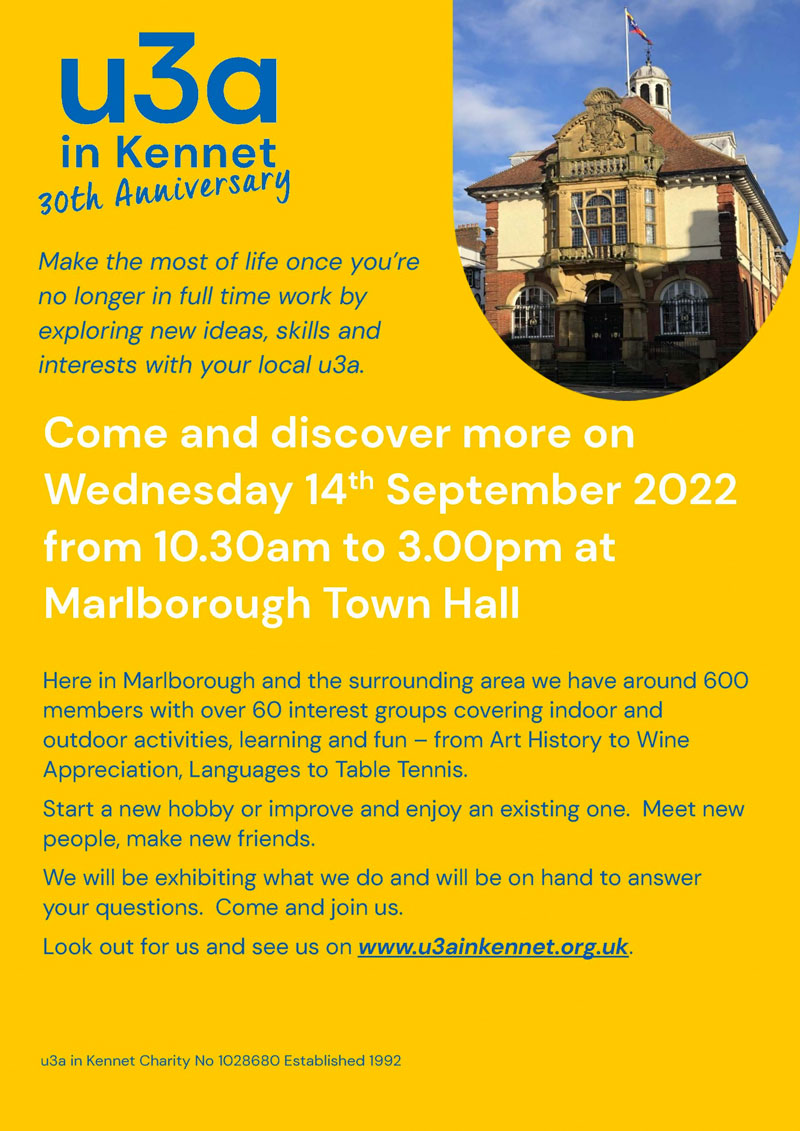 u3a 30th Anniversary Open Day at the Town Hall - Marlborough News
