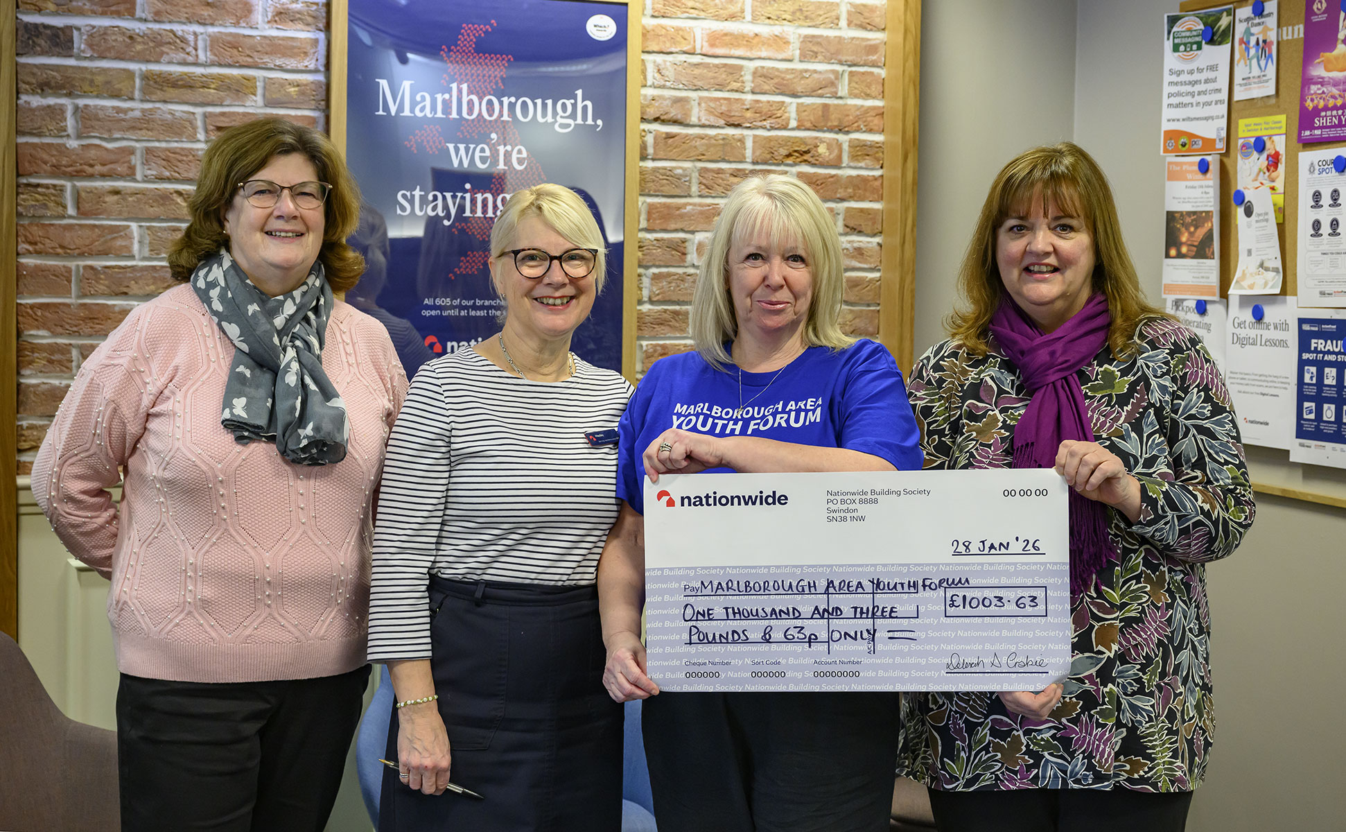 Marlborough Area Youth Forum receive cheque from Nationwide as their ...